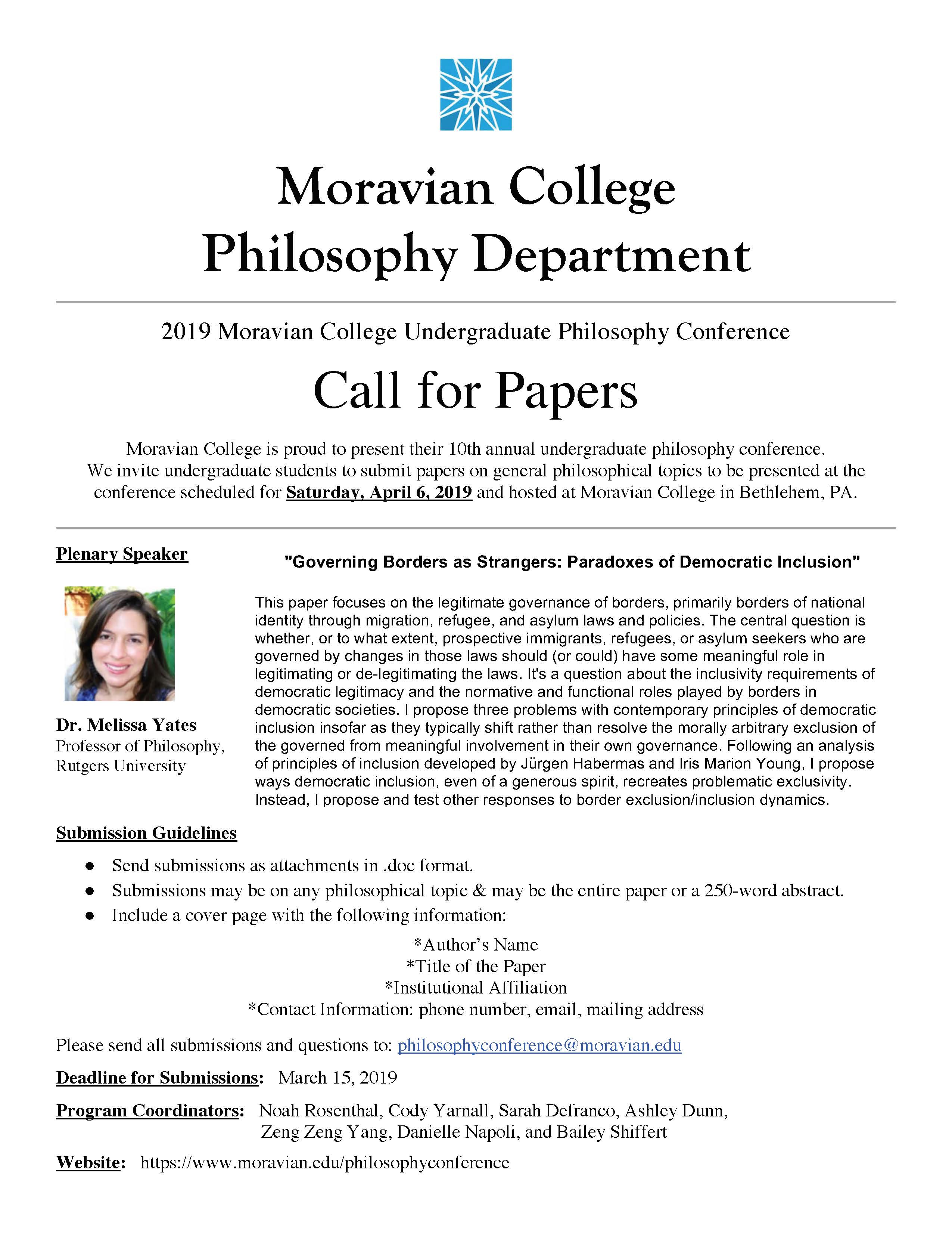 Philosophy Conference | Moravian College